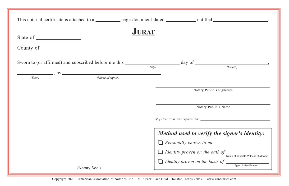 40% OFF Texas Notary Certificate Pads - American Assoc. of Notaries